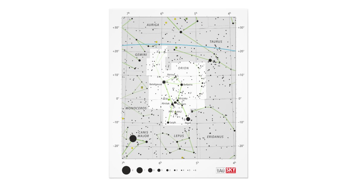 Constellation Orion The Hunter Chart Photo Print | Zazzle