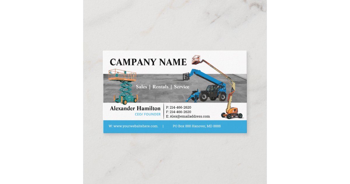 Construction Equipment Business Card | Zazzle