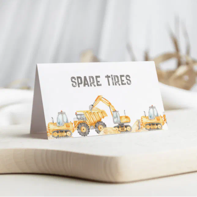 Construction Theme Food Labels Place Card | Zazzle