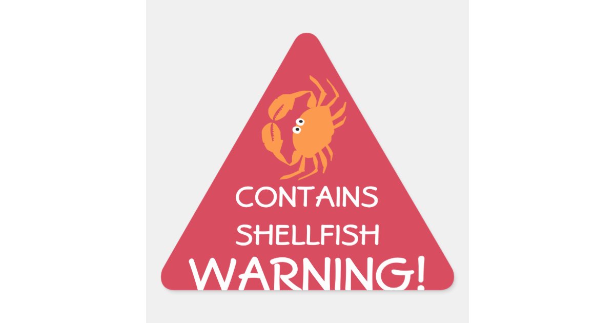 Contains Shellfish Allergy Alert Red Triangle Sticker | Zazzle.com.au