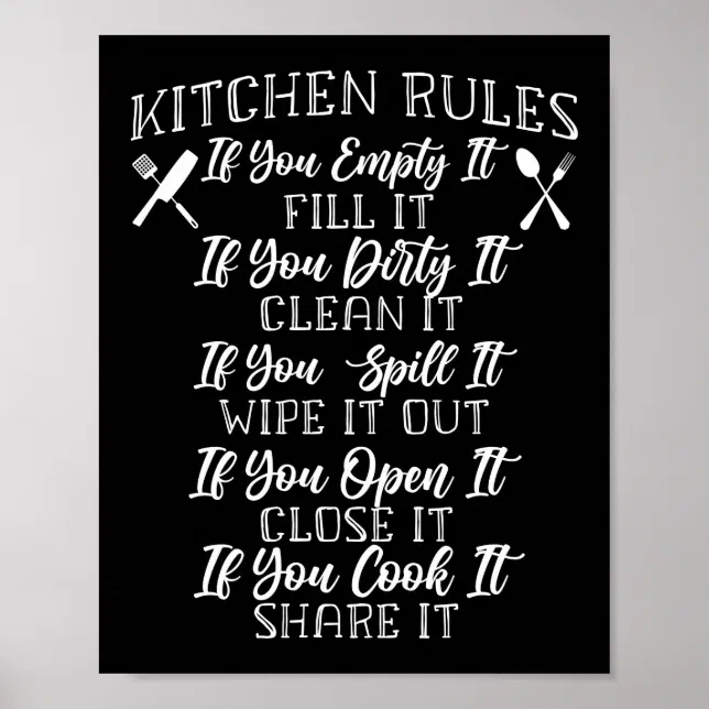 Cooking Kitchen Chef Kitchen Rules If You Empty It Poster | Zazzle