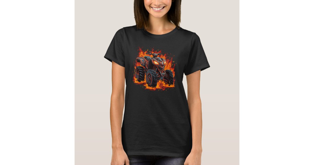 Cool Dirtbiker Quad with Flames for Quad Bike Love T-Shirt | Zazzle