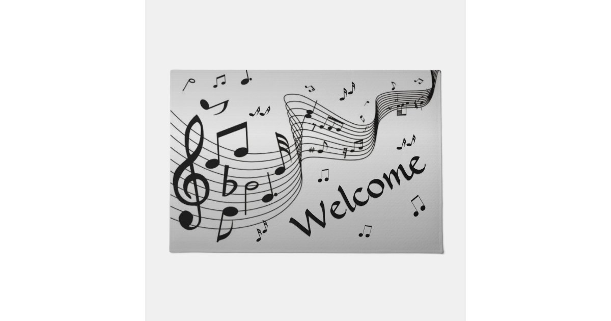 Cool Music Notes Welcome Doormat | Zazzle