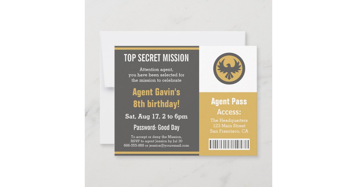 Cool Secret Agent Birthday Party Invitation | Zazzle