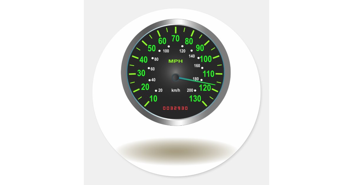 Cool Speedometer Emblem Classic Round Sticker | Zazzle