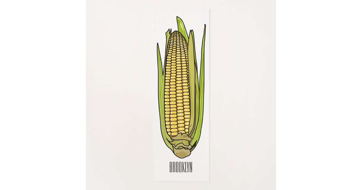 Corn cartoon illustration yoga mat | Zazzle