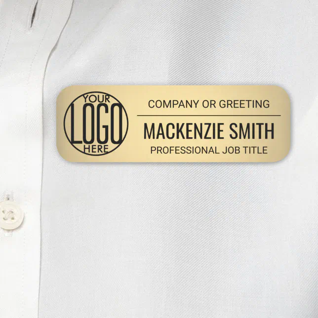Corporate Logo Gold Colour Printed Plastic Employe Name Tag | Zazzle