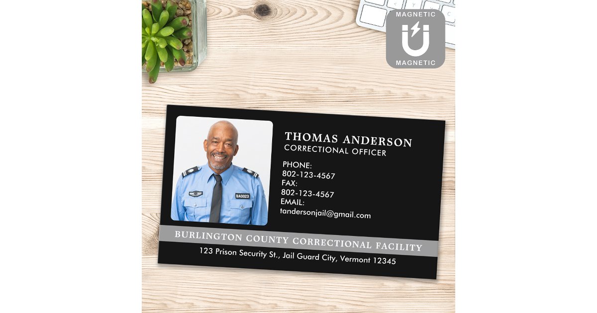 Correctional Officer Custom Photo Prison Security Magnetic Business ...