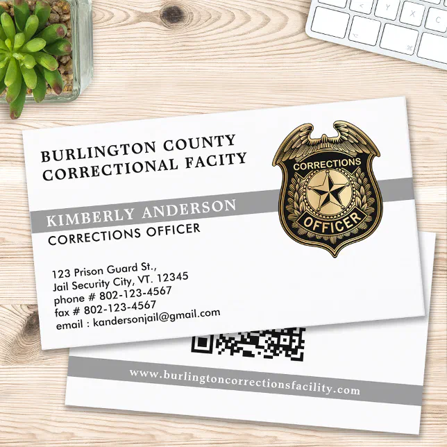 Correctional Officer Jail Prison Security QR code Business Card | Zazzle