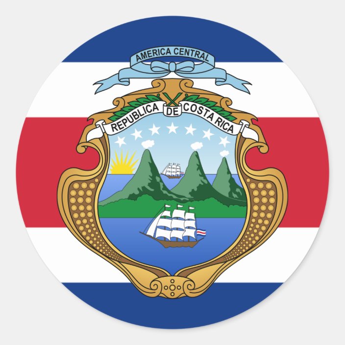 Costa Rican Flag & Coat of Arms, Costa Rica Flag Classic Round Sticker ...