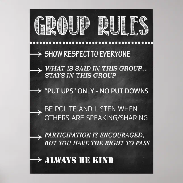 Counseling Group Rules Confidentiality Poster | Zazzle