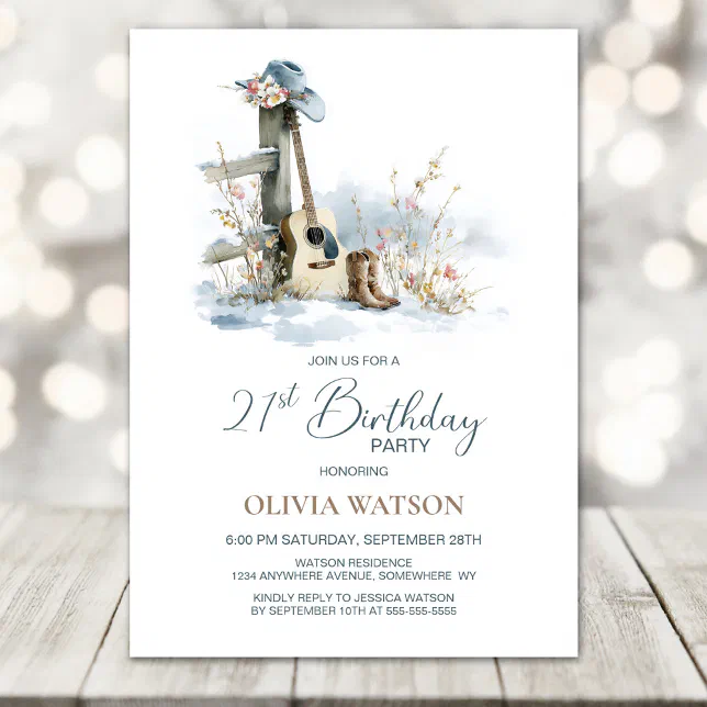Country and Western Winter 21st Birthday Party Invitation | Zazzle