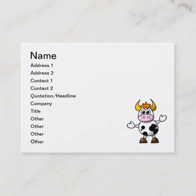 Cow cartoon business card | Zazzle