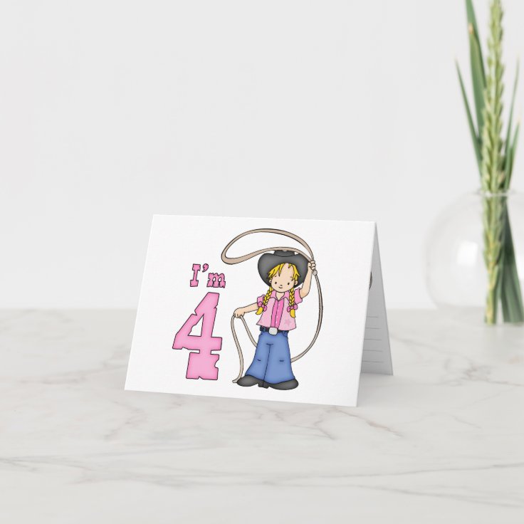 Cowgirl Roper 4th Birthday Fill-in Invitation | Zazzle