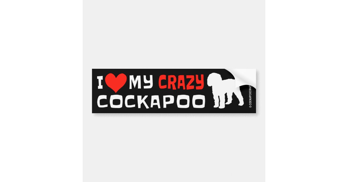 Crazy Cockapoo (Long-Tail) Bumper Sticker | Zazzle