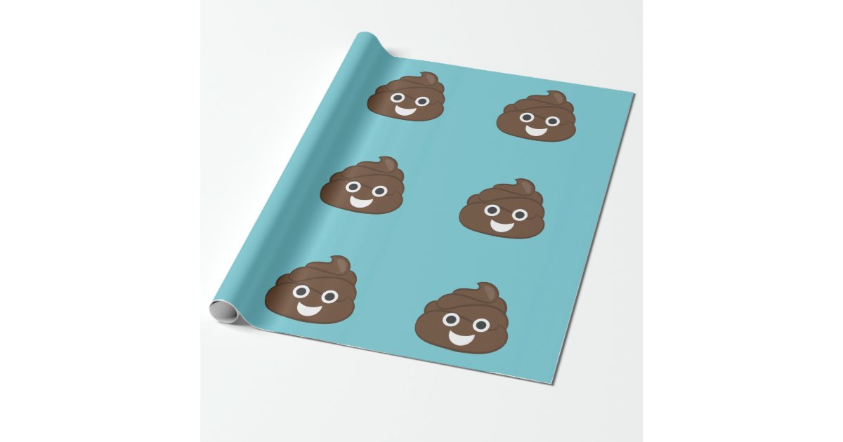 Crazy Poop Emoji Wrapping Paper (teal) | Zazzle