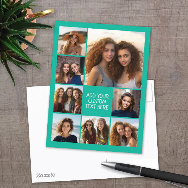 Create a Custom Photo Collage with 8 Photos Postcard | Zazzle