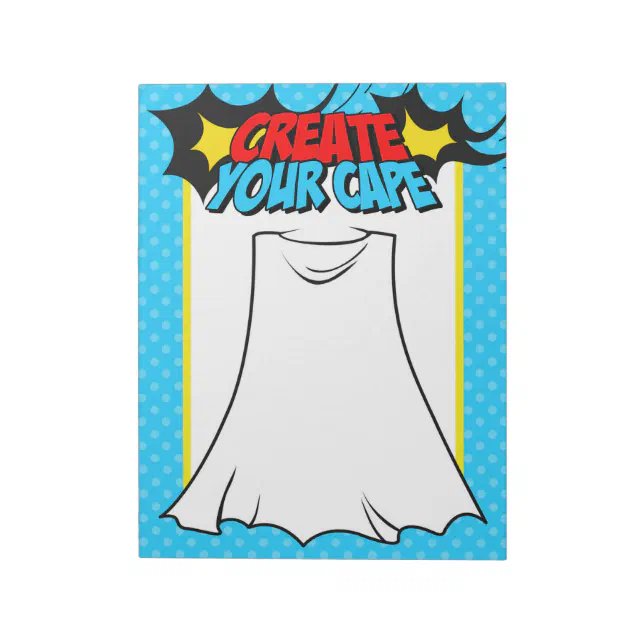 Create Your Cape Superhero Party Activity Sheet Notepad | Zazzle