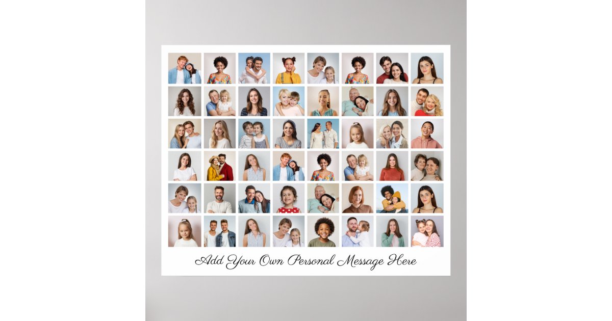 Create Your Own 48 Photo Collage Add Your Greeting Poster | Zazzle