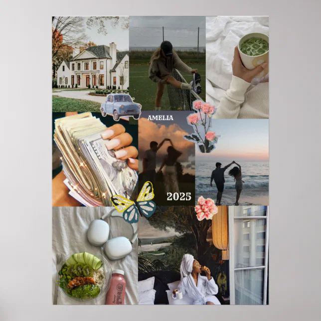 Create Your Own Vision Board 2025 Photo Collage Poster | Zazzle