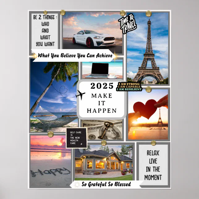 Create Your Own Vision Board Dream Goal LOA Year Poster | Zazzle