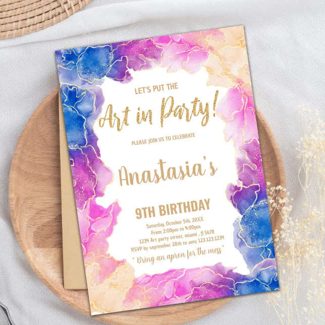 Creative Art Party Theme for Girls Invitation | Zazzle