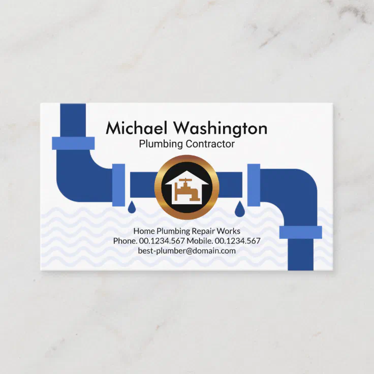 Creative Plumbing Pipe Border Plumber Contractor Business Card | Zazzle