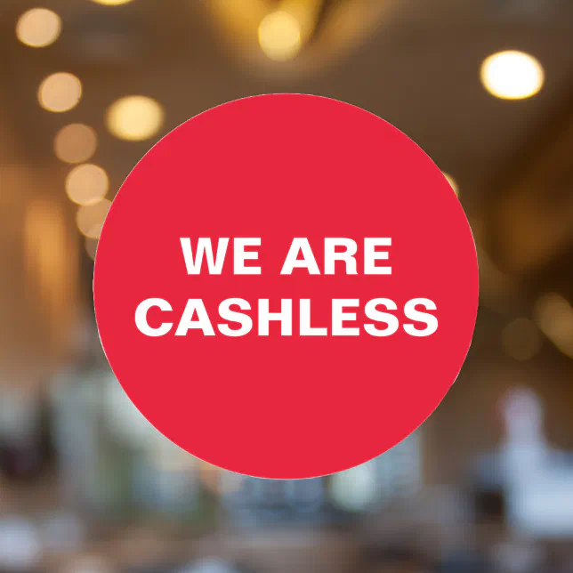 Credit Card Only Cashless Business Red Classic Round Sticker | Zazzle
