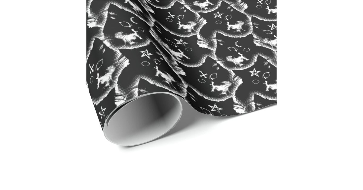 Creepy cute gothic kitten satanic witchcraft wrapping paper | Zazzle