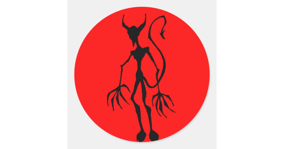 Creepy Devil Stick Figure Classic Round Sticker | Zazzle