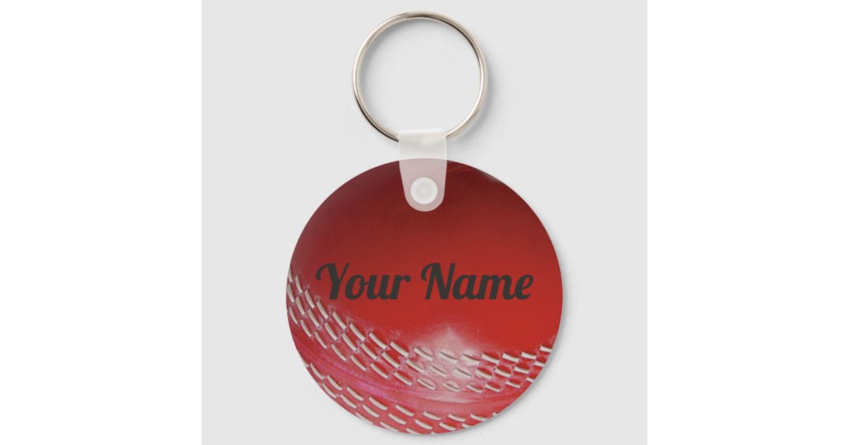 Cricket Ball Key Chain with Your Name | Zazzle