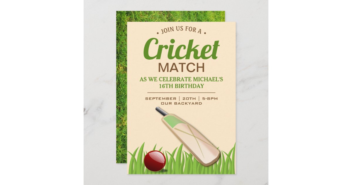 Cricket Sport Birthday Party invitation | Zazzle
