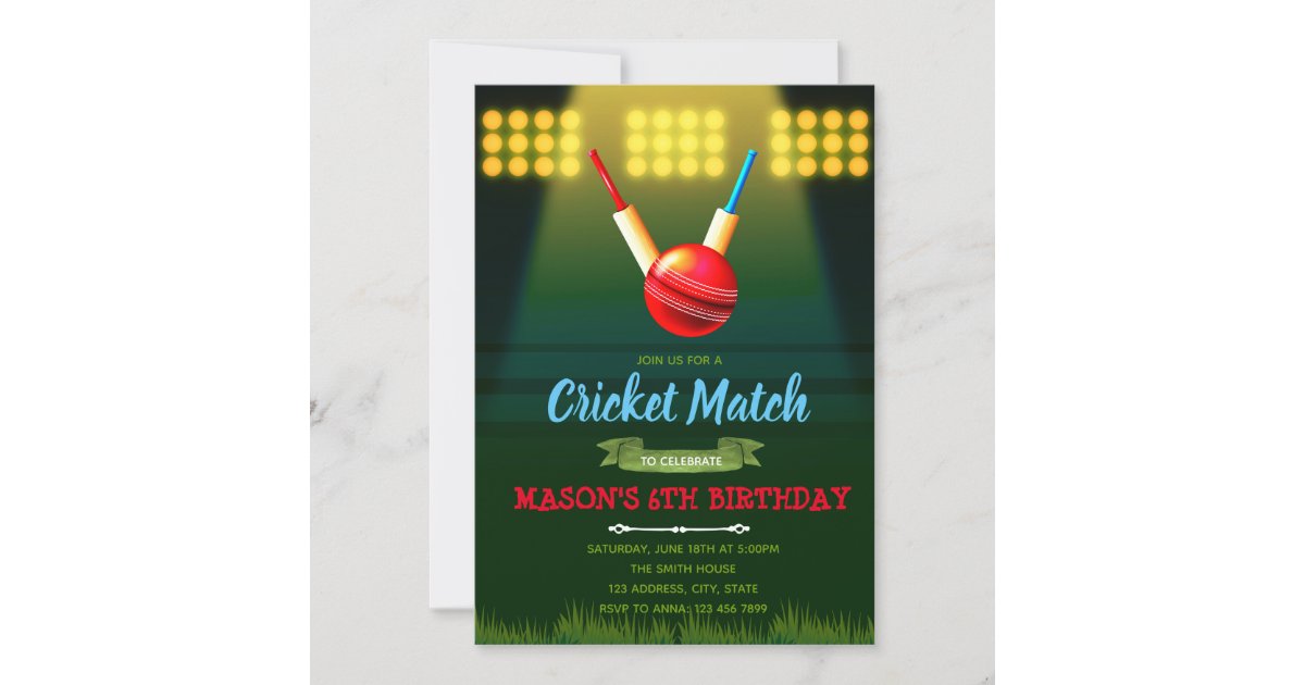 Cricket theme party invitation | Zazzle