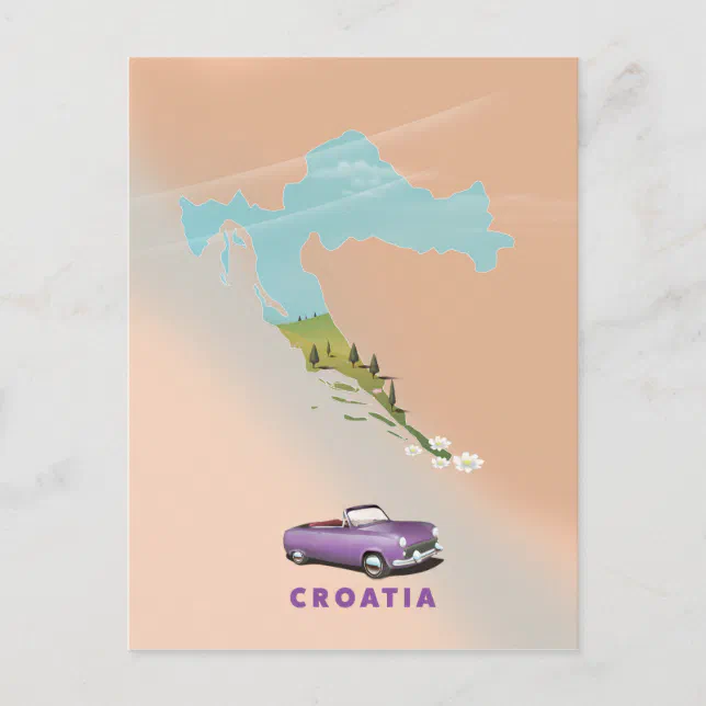 Croatia Map Illustrated print poster. Postcard | Zazzle
