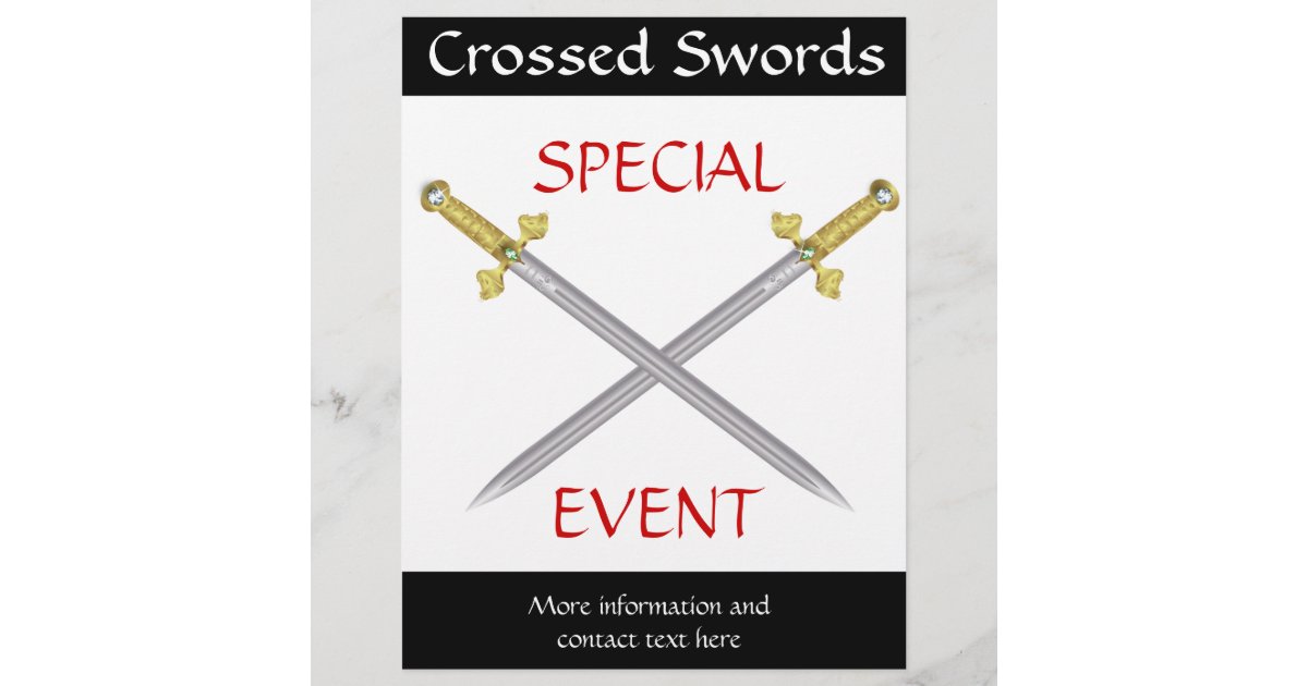 Crossed Mediaeval Swords Flyer Template | Zazzle