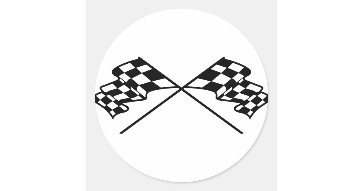 Crossed Racing Flags Classic Round Sticker | Zazzle