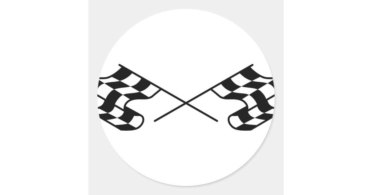 Crossed Racing Flags Classic Round Sticker | Zazzle
