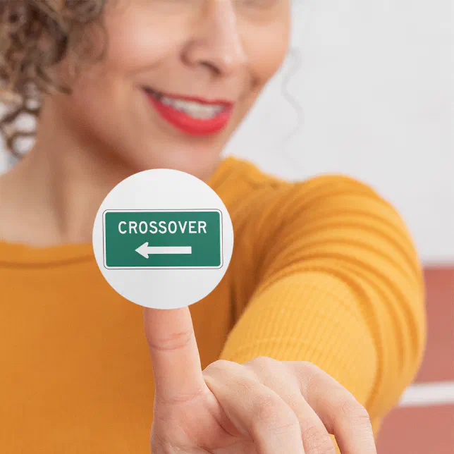 Crossover Road Sign Classic Round Sticker | Zazzle