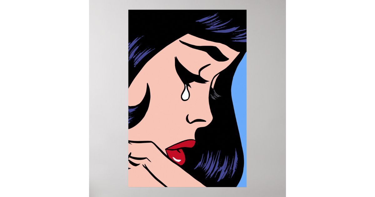 Crying girl (Vintage comic girl) Poster | Zazzle