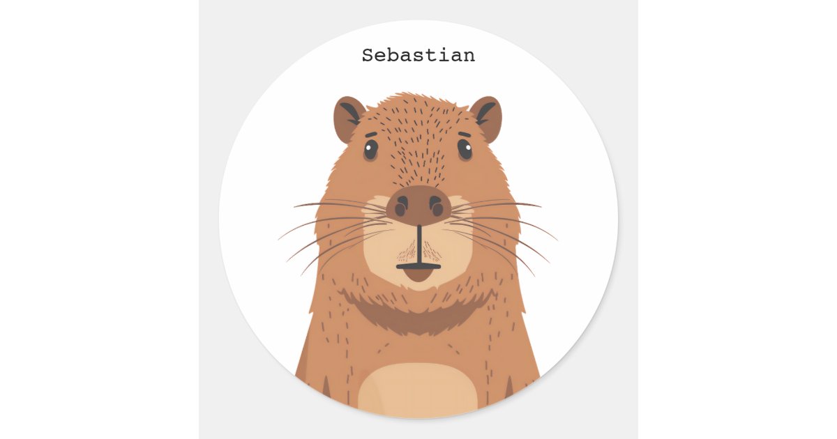 Curious Capybara Portrait Classic Round Sticker | Zazzle