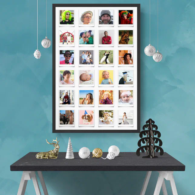 Custom 24 Photo Collage Retro Instant Film Poster | Zazzle