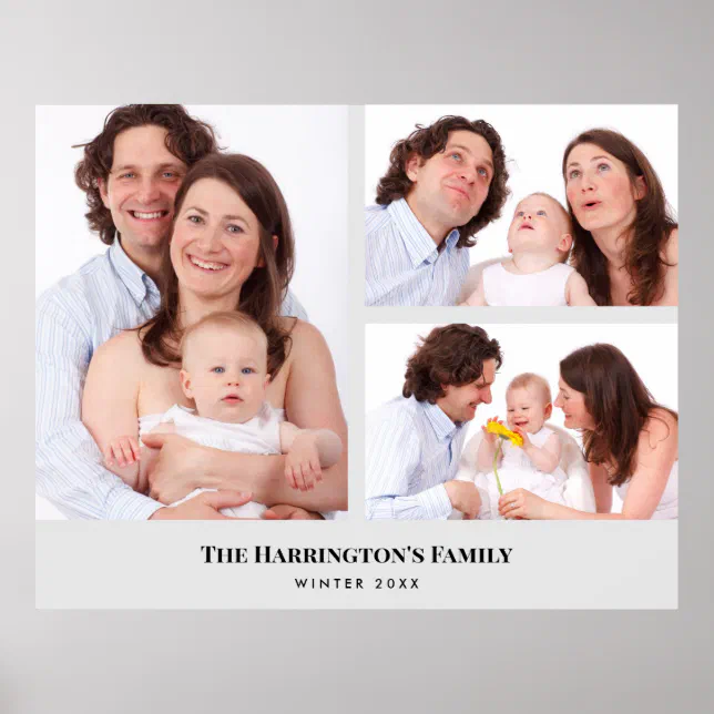 Custom 3 Sections Family Photos Collage Rectangle Poster | Zazzle