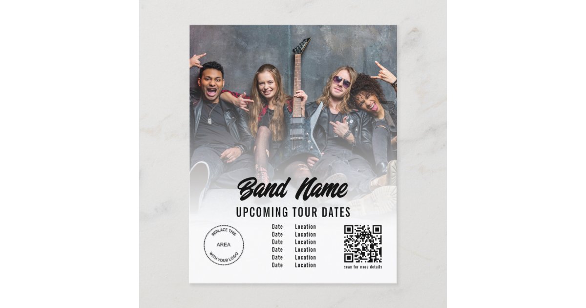 Custom Band Photo Logo QR Code Gigs Tour Dates Flyer | Zazzle