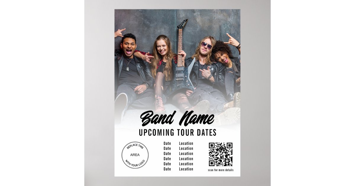 Custom Band Photo Logo QR Code Gigs Tour Dates Poster | Zazzle