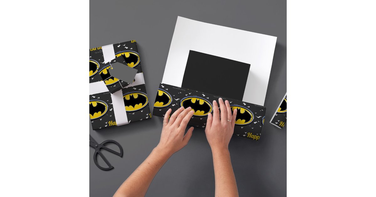 Custom Batman Logo Happy Birthday Wrapping Paper | Zazzle