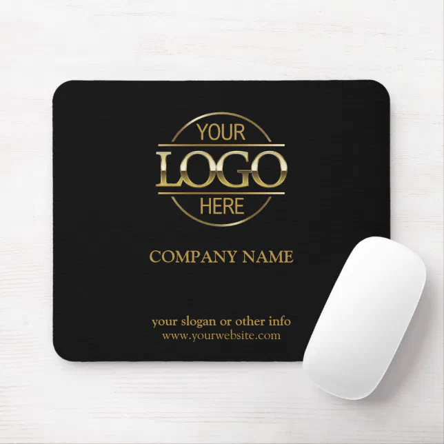 Custom Black Promotional Company Business Logo Mouse Pad | Zazzle
