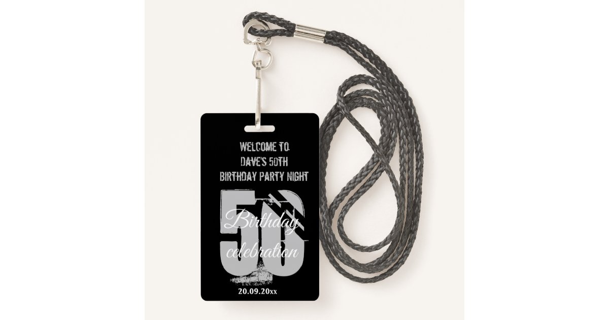Custom Black VIP Pass Birthday Party Invitation ID Badge | Zazzle
