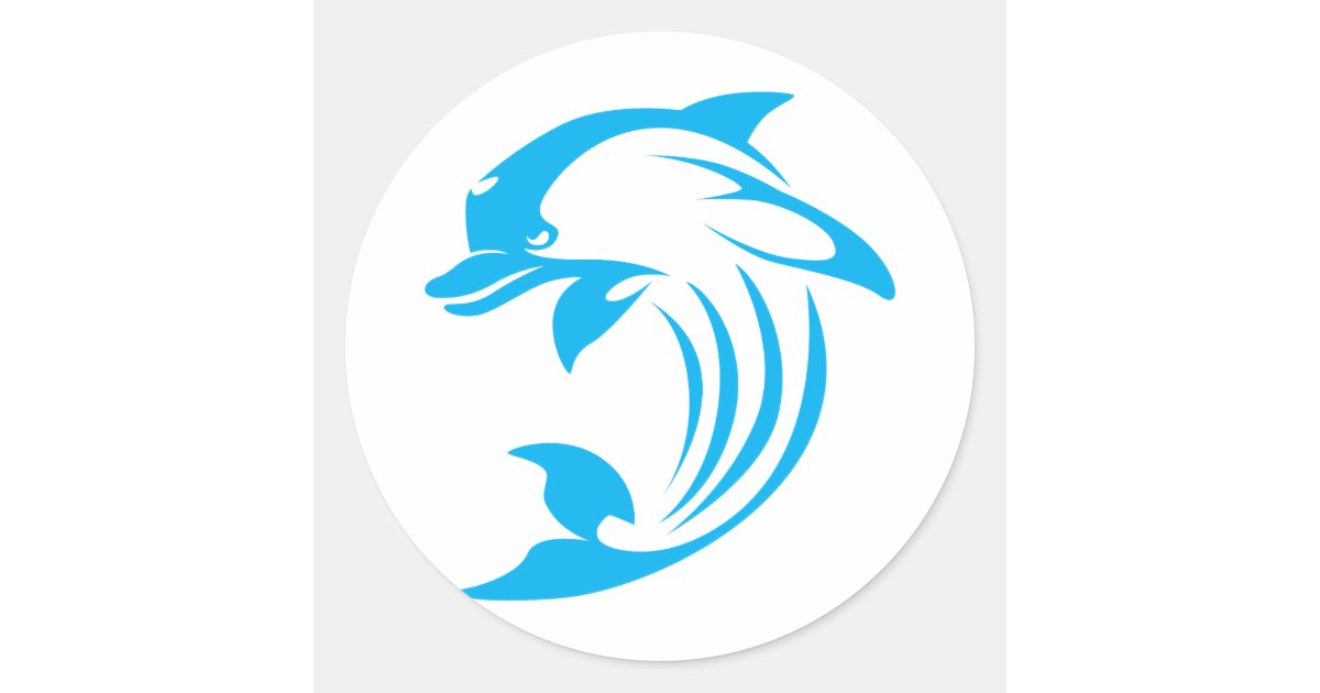 Custom Blue Dolphin Logo Classic Round Sticker | Zazzle