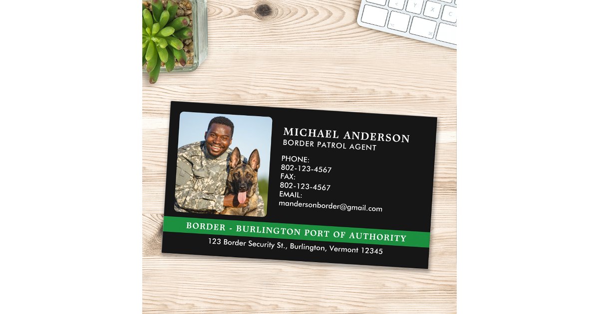 Custom Border Patrol Agent Photo Federal Military Business Card | Zazzle