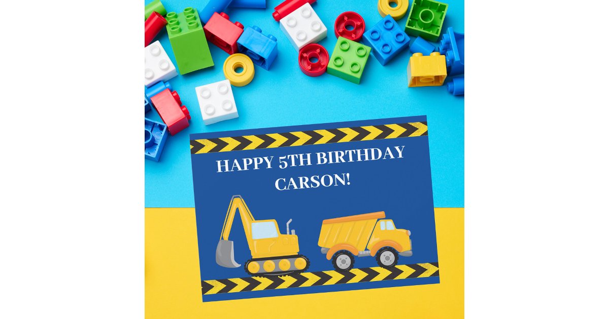 Custom Boys Construction Truck Happy Birthday Card | Zazzle
